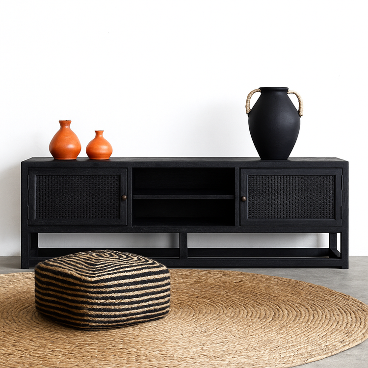 Gili TV Console 180cm - Rustic Black – Island Living