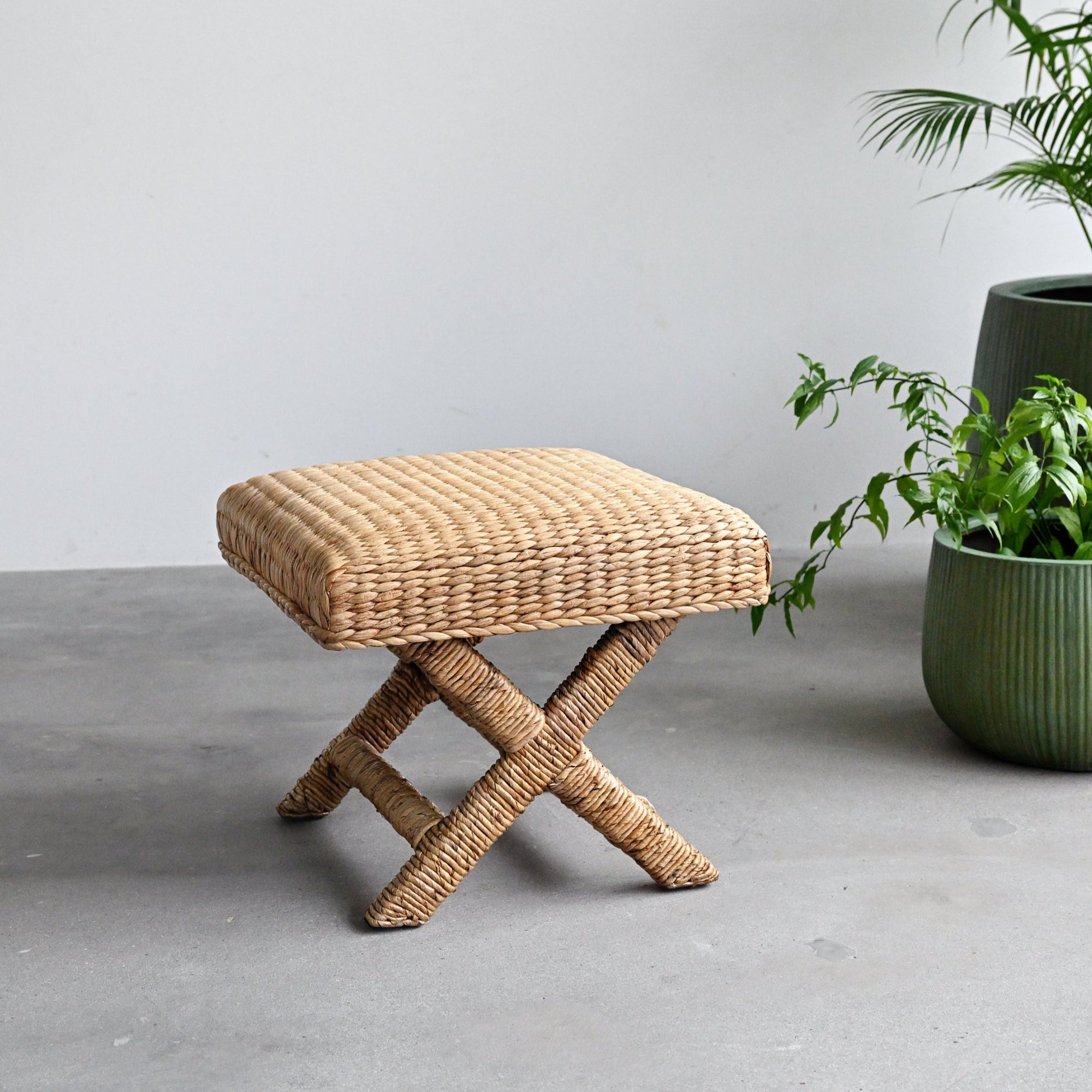 Krakow Water Hyacinth Stool: Rustic Charm for Living or Dining Spaces ...
