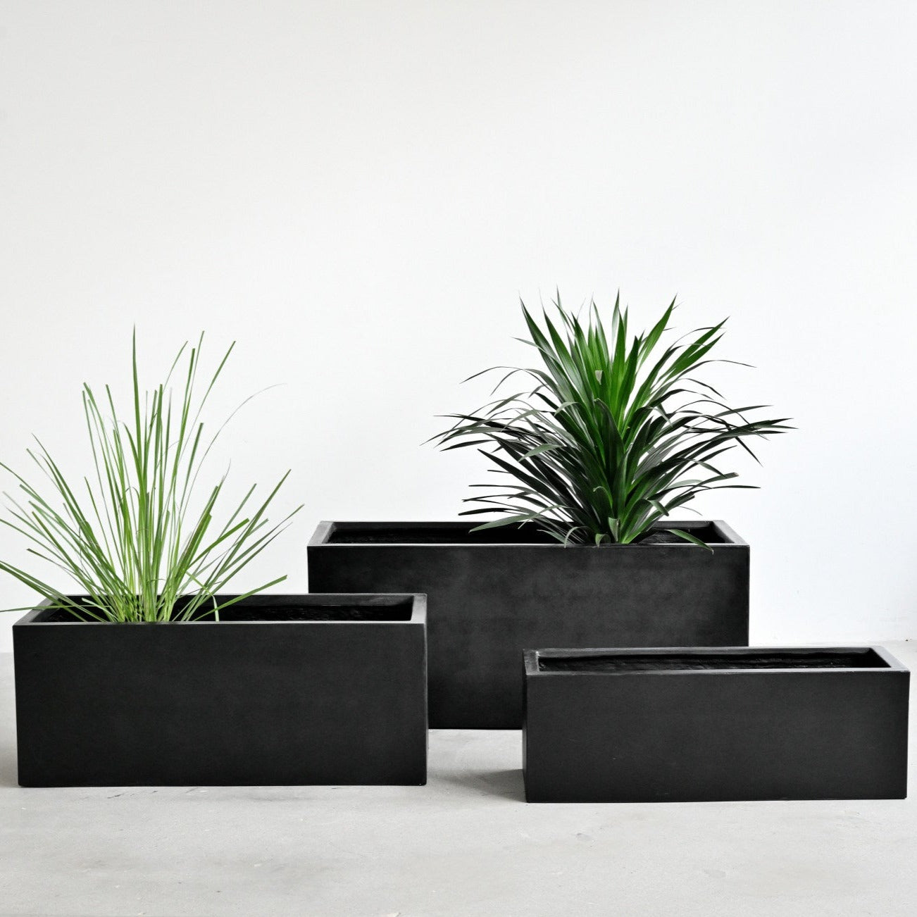 Rectangle Concrete Planter – Black | Sleek Outdoor Decor – Island Living