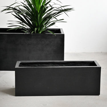 Rectangle Concrete Planter – Black | Sleek Outdoor Decor – Island Living