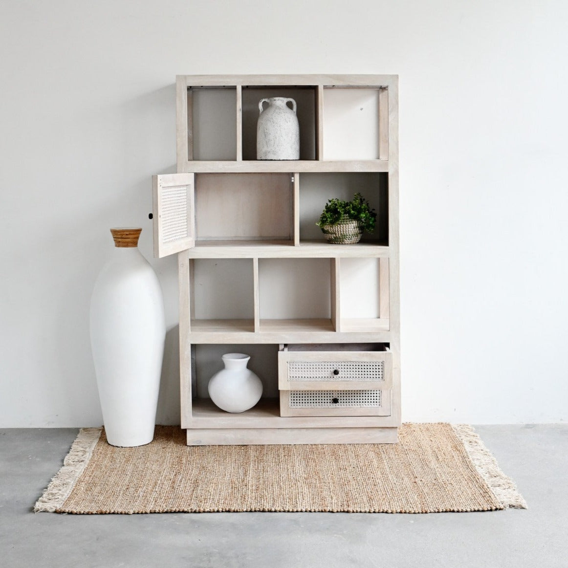 Gili Rectangular Bookshelf - White Wash – Island Living