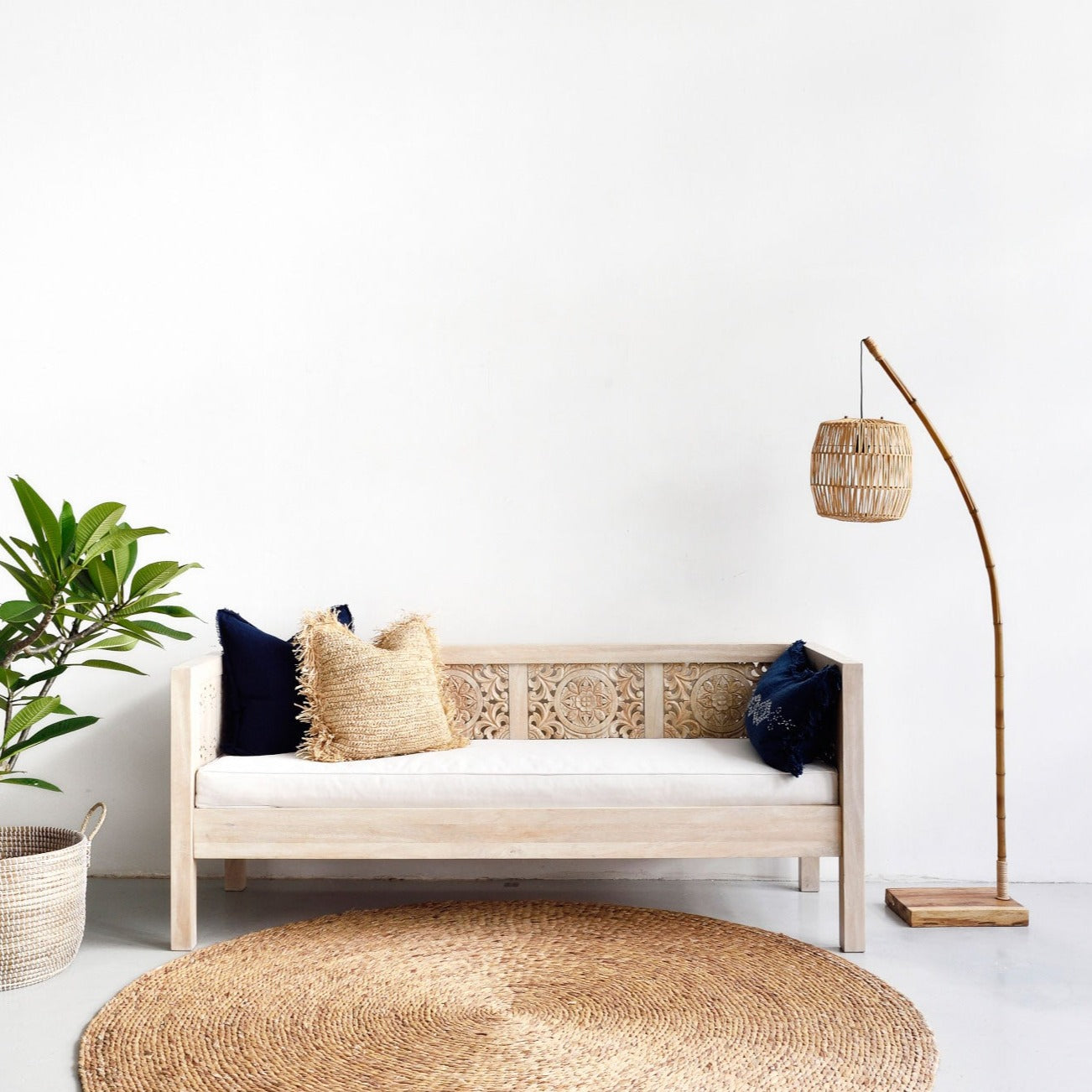 Kuno Mango Wood Carved Daybed | Island Living