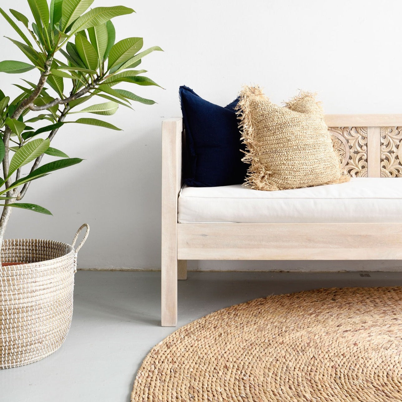 Kuno Mango Wood Carved Daybed | Island Living