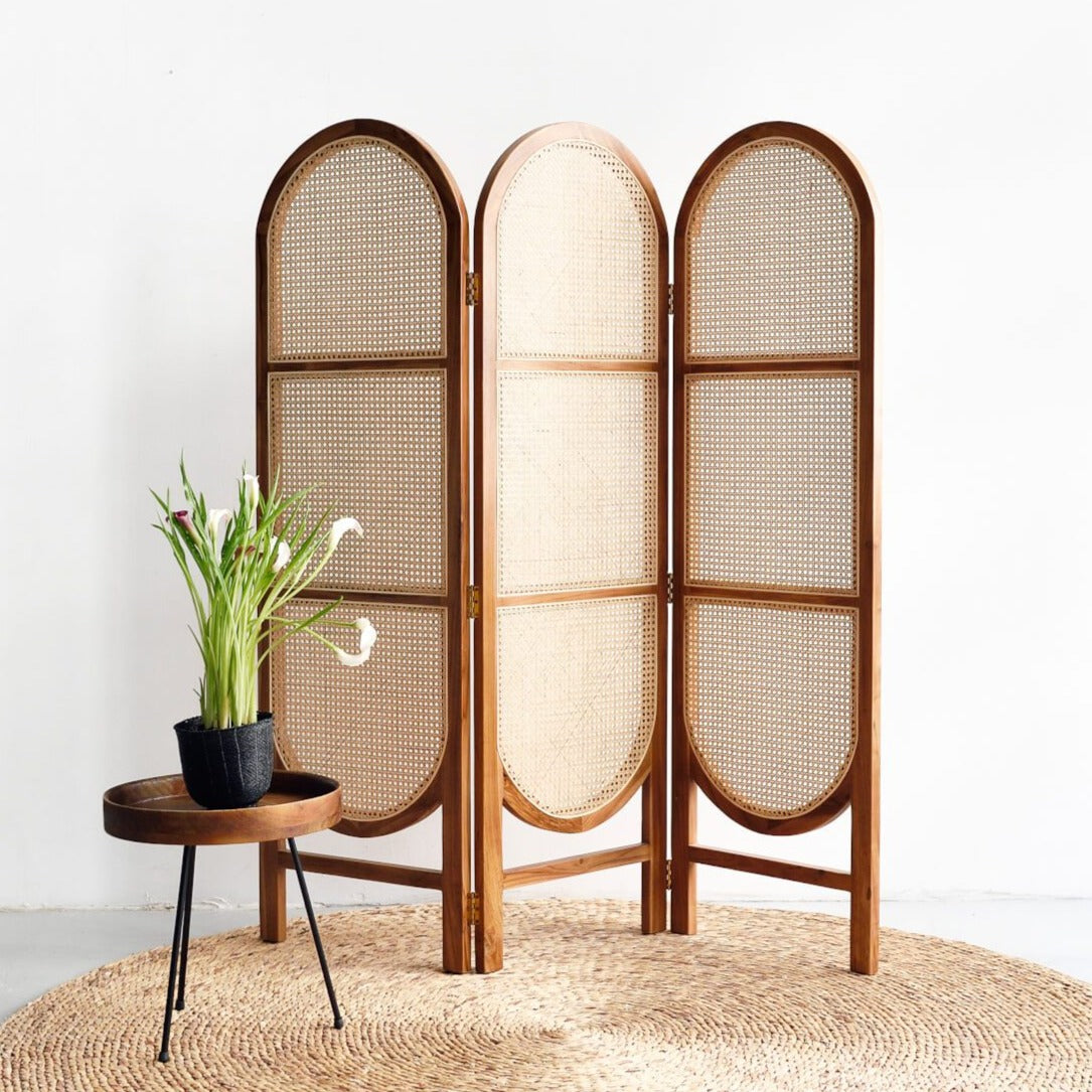 Teak and Natural Rattan Screen – Island Living